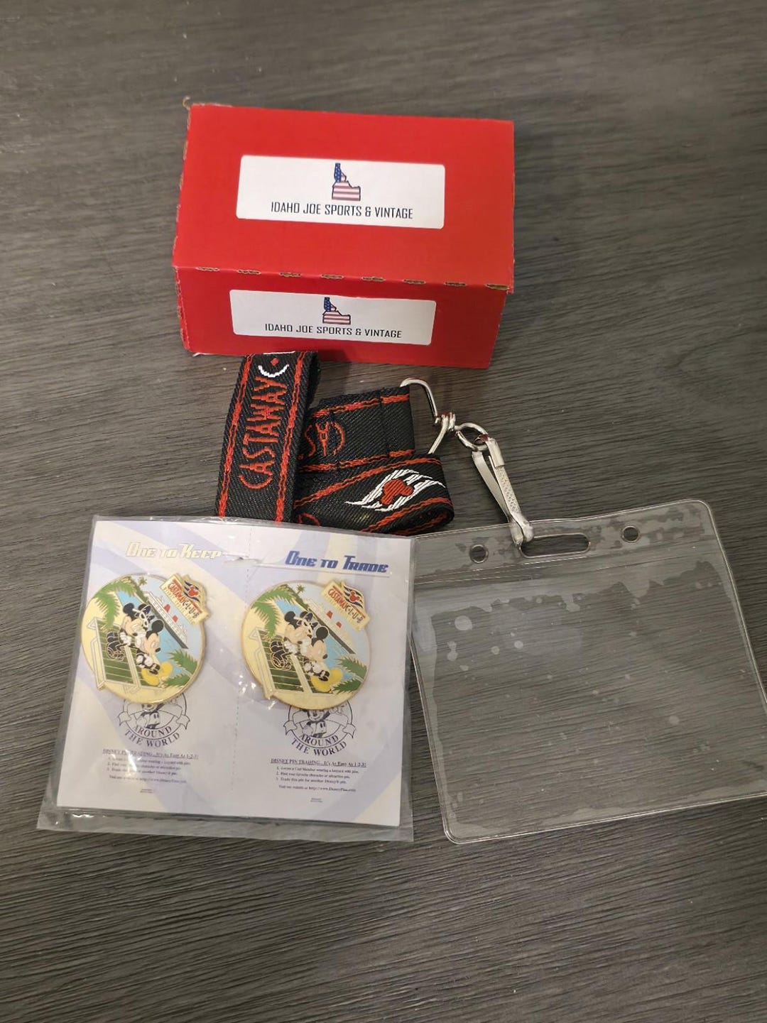 Vintage Disney Cruise Line Castaway Club Lanyard Pouch 2 Castaway Pins ...