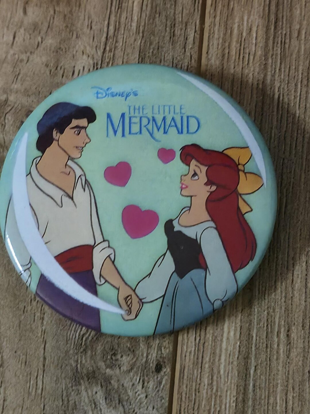 Vintage 1990s Disney’s the Little Mermaid Button Hearts Pin Back Button ...