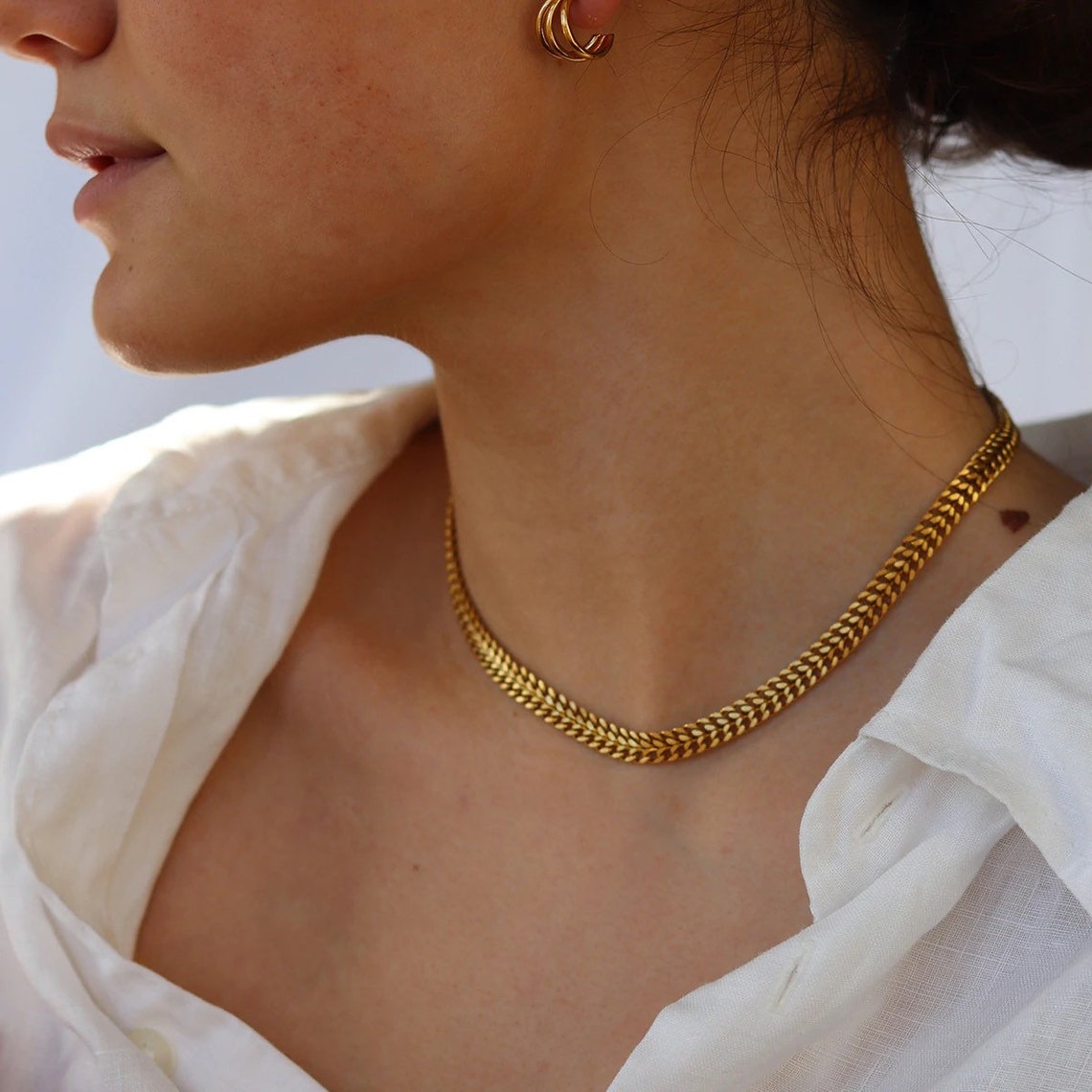 Gold Plated Woven Choker Necklace Watch Strap - Etsy