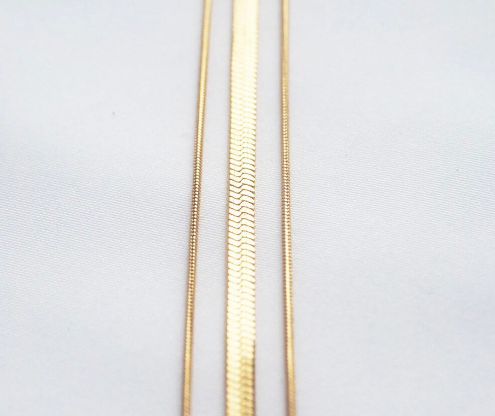 Gold Plated Triple Herringbone Chain Necklace - Etsy