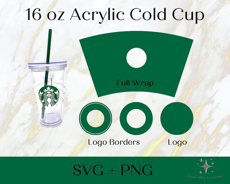 Starbucks Full Wrap and Logo Templates for 16 Oz Grande Reusable ...