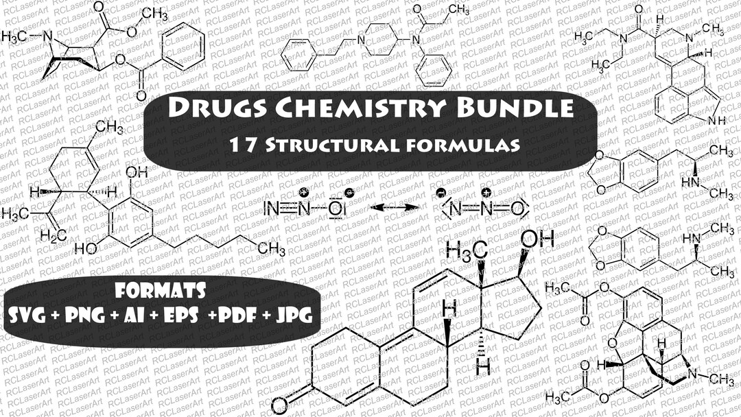 Drugs Molecule SVG Bundle | 17 Molecules | Chemical Formula | Lasers ...