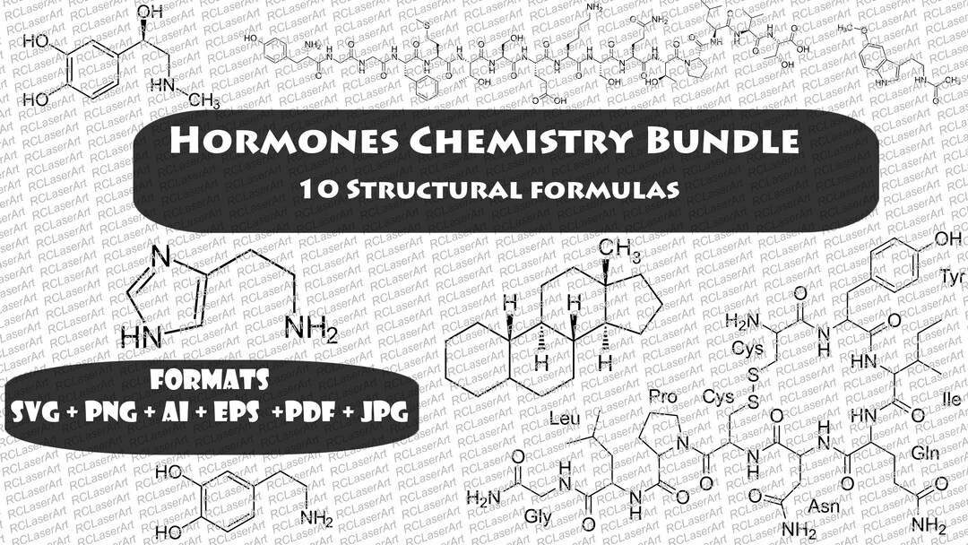 Hormones Molecule SVG Bundle | 10 Molecules | Chemical Formula | Lasers ...