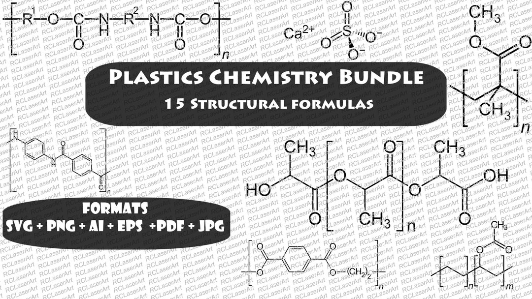 Plastics Molecule SVG Bundle | 15 Molecules | Chemical Formula | Lasers ...