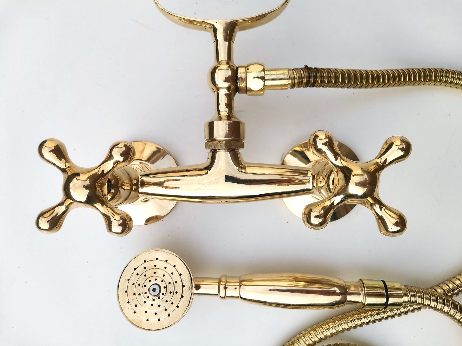 Unlacquered Brass Shower System With Combo Handheld Shower Set Bathtub ...