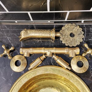 Handmade Solid Brass Fish Faucet – Moroccan Wall Mount Bathroom Sink ...