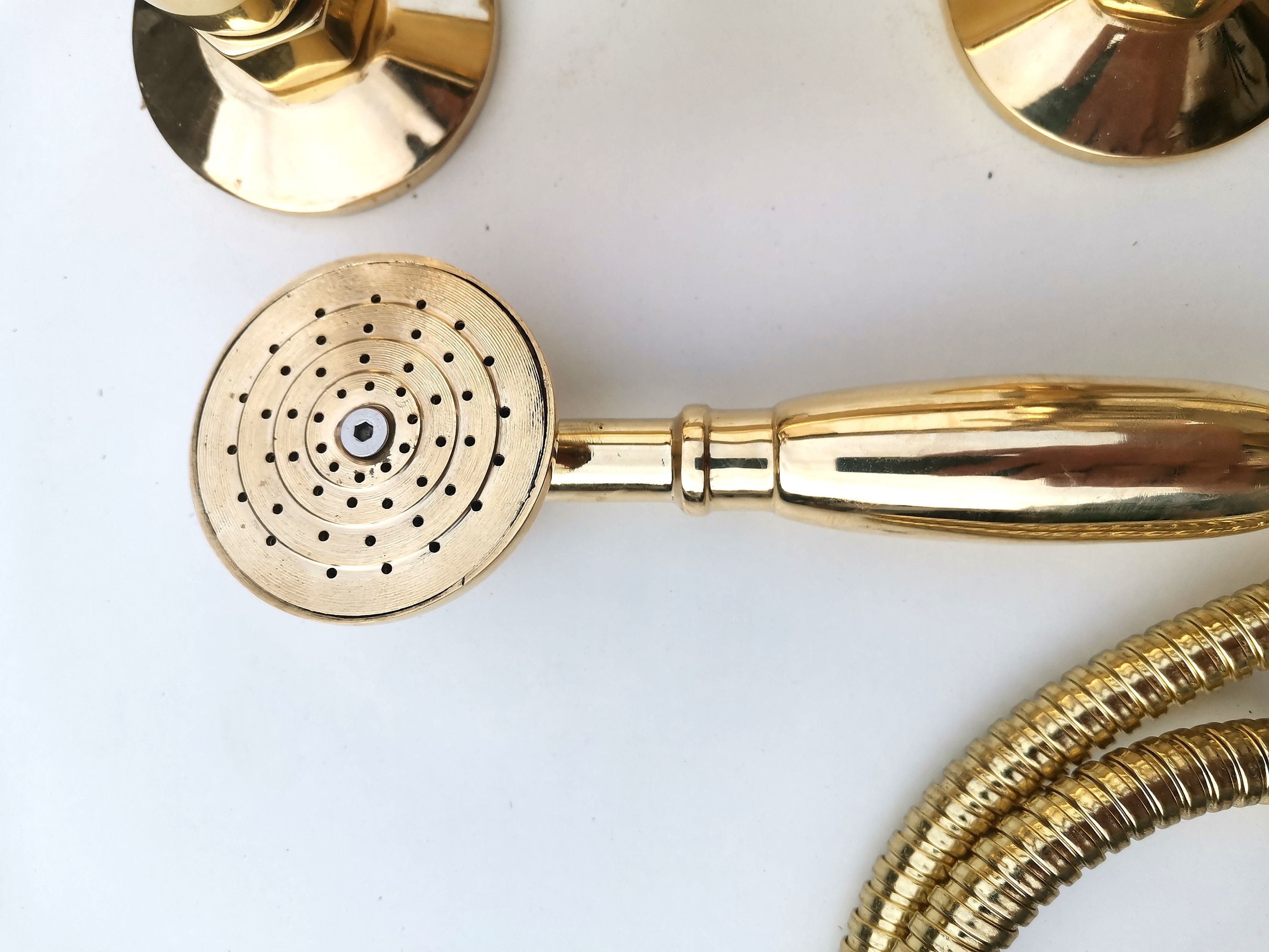 Unlacquered Brass Shower System With Combo Handheld Shower Set Bathtub ...