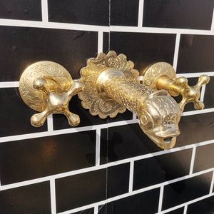 Handmade Solid Brass Fish Faucet – Moroccan Wall Mount Bathroom Sink ...