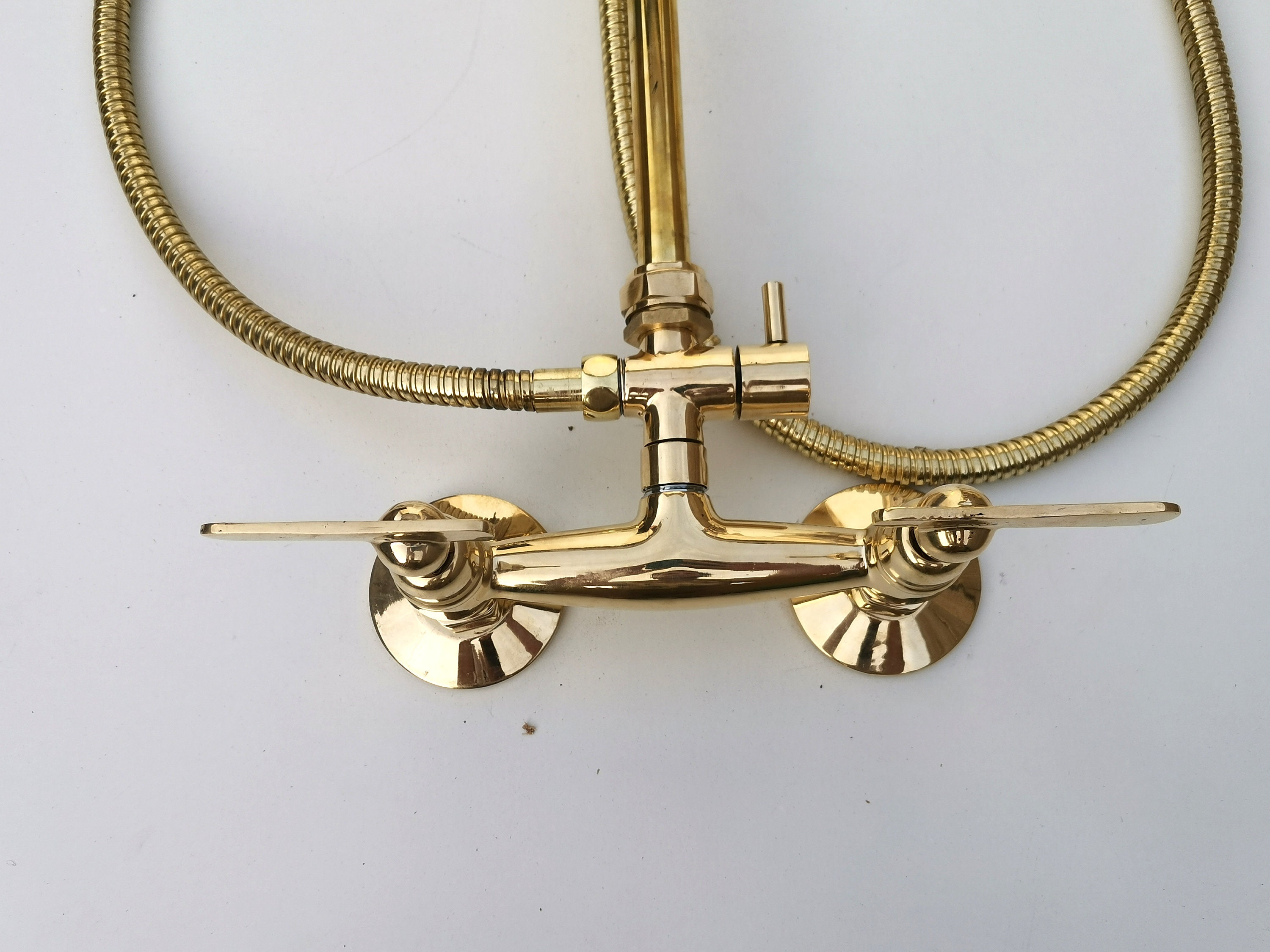 Solid Brass Rain Shower System Set Exposed Best Spa Shower System With Brass Round Shower Head ...