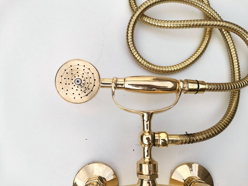 Solid Brass Shower System With Telephone Hand Shower Wall - Etsy