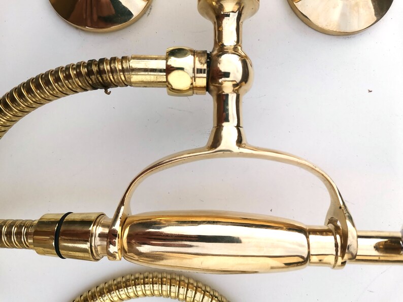 Solid Brass Shower System With Telephone Hand Shower Wall - Etsy