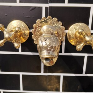 Handmade Solid Brass Fish Faucet – Moroccan Wall Mount Bathroom Sink ...