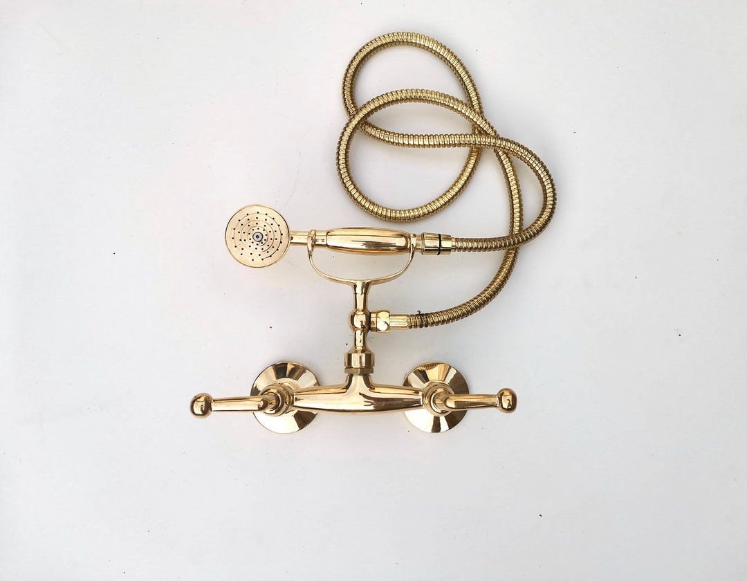 Solid Brass Shower System With Telephone Hand Shower Wall Mount ...