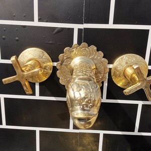 Handmade Solid Brass Fish Faucet – Moroccan Wall Mount Bathroom Sink ...