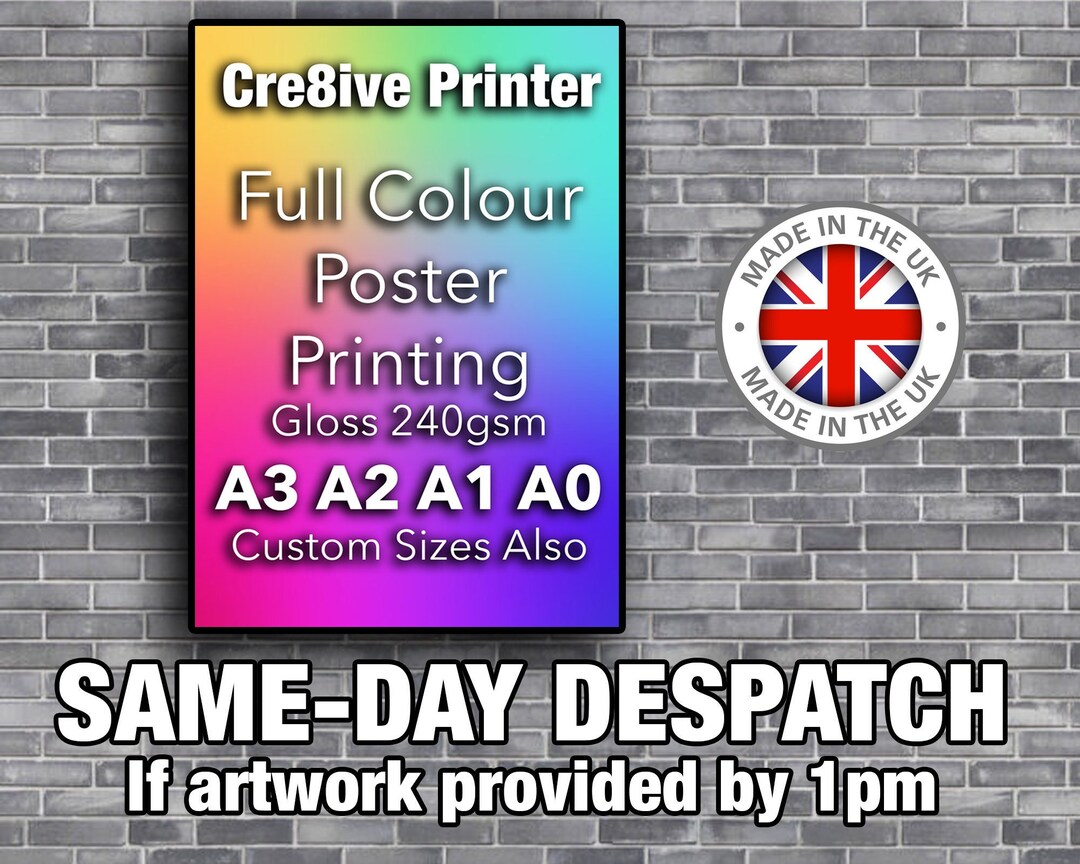 Poster Printing A4 A3 A2 A1 A0 Custom Size Full Colour Poster Printing ...