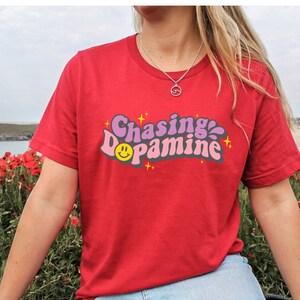Chasing Dopamine Smiley Face Womens Graphic Tee, Funny Mental Health ...