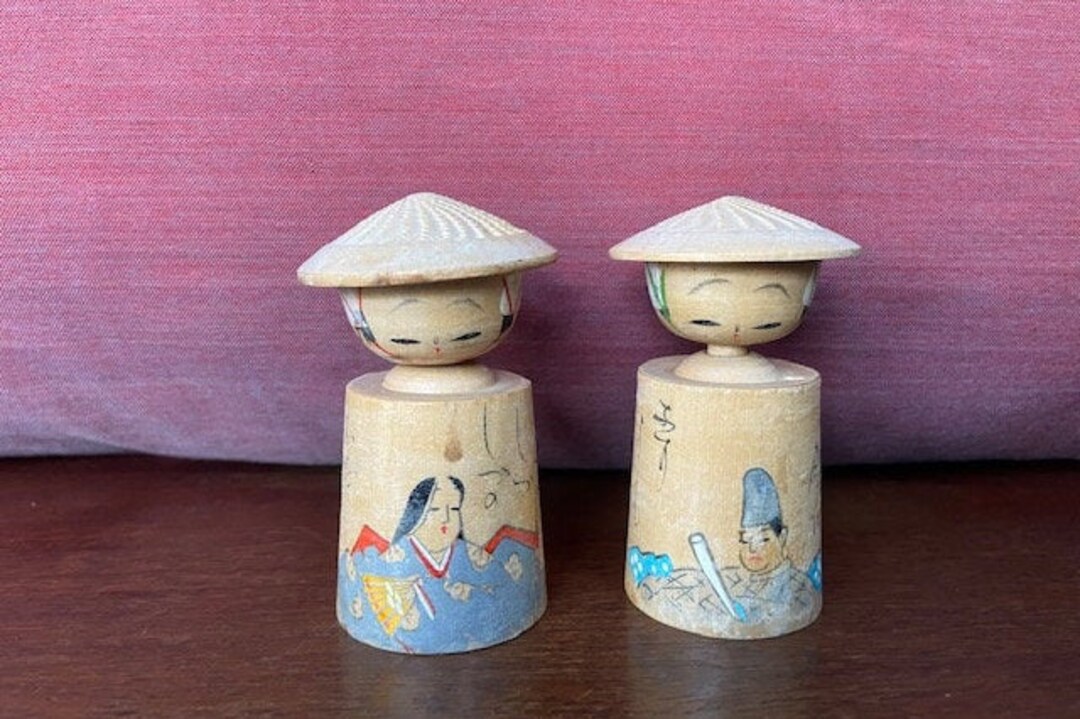Wooden Japanese Bobble Head Figurines - Etsy