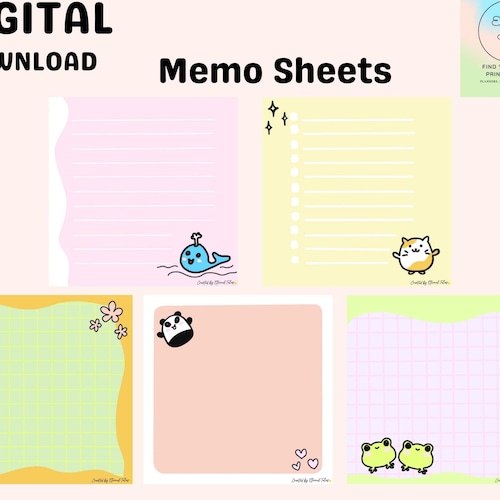 Printable Stationery and Memo Sheets Cute Bunny - Etsy