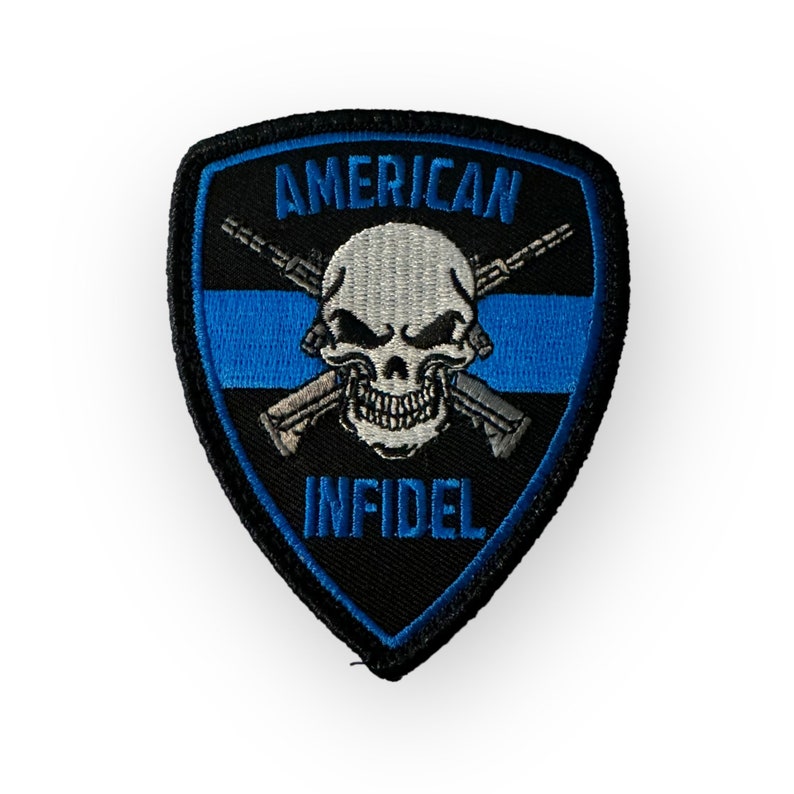 American Infidel Blue Line Shield Morale Patch - Etsy