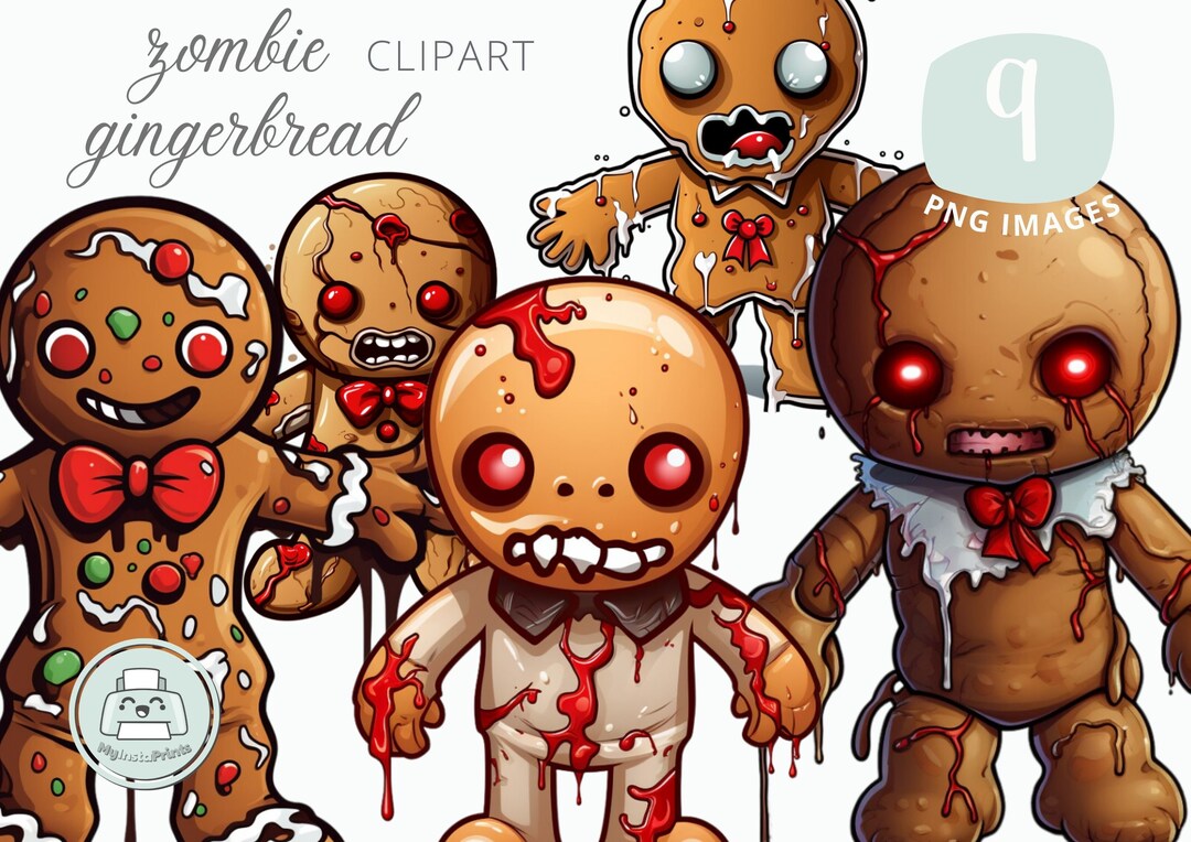 Zombie Gingerbread Man Clipart Creepy Png Halloween Clipart Grimoire ...