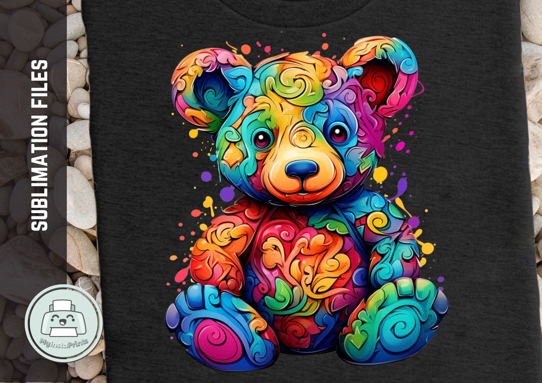 Neon Teddy Bear Png Colorful Png for Shirts Sublimation - Etsy Canada