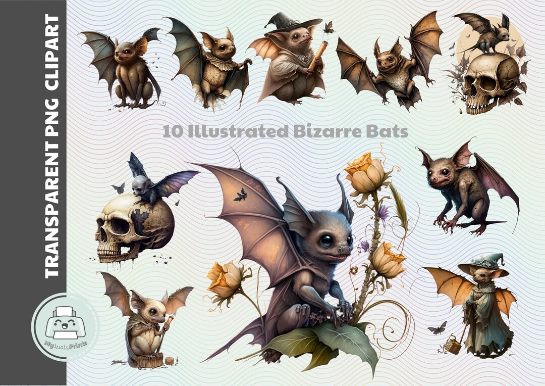 Bizarre Bats: Hand-drawn Clipart Bundle of Unusual and Quirky Bat ...