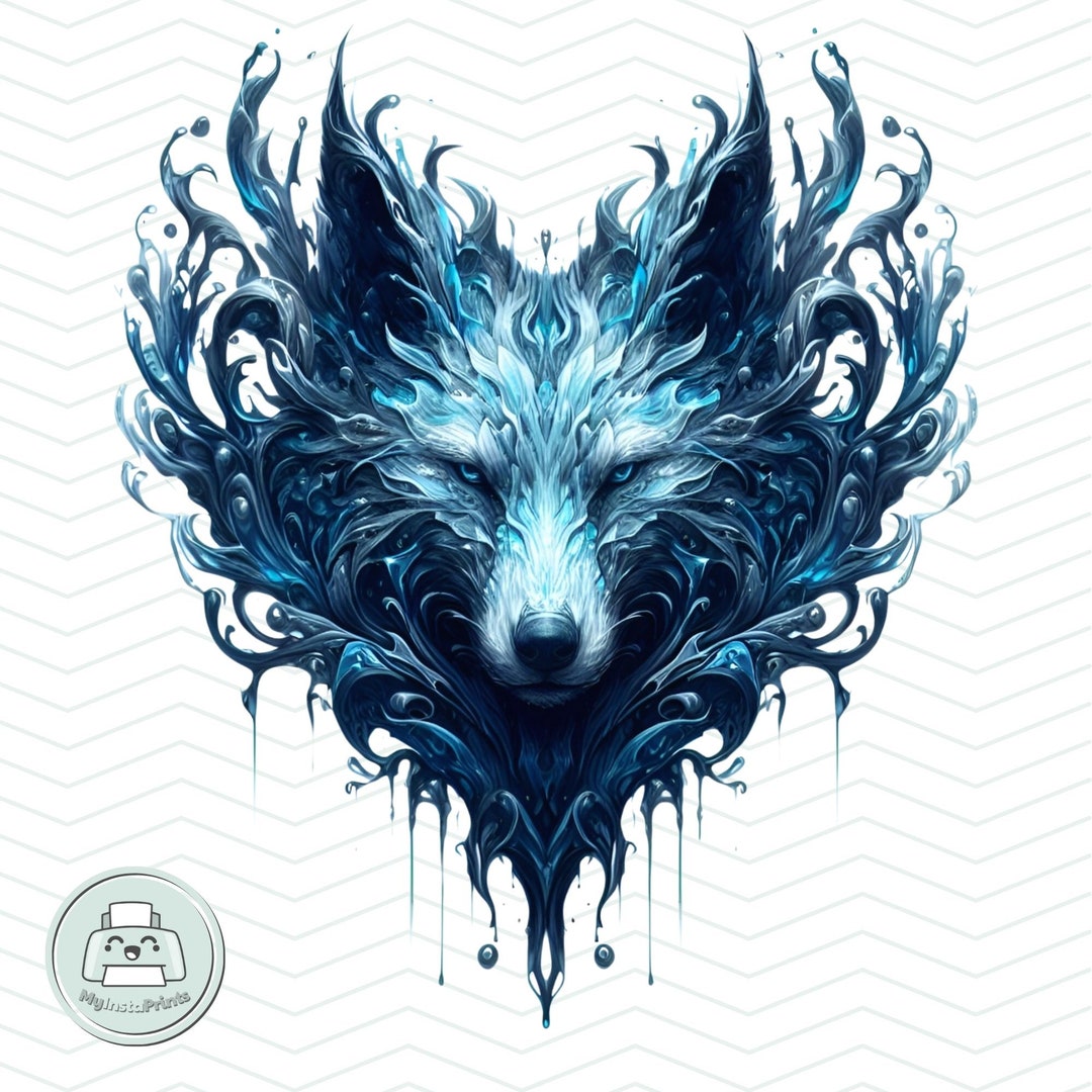 Mystical Wolf Print Png 3D Heart Sublimation Wolf Clipart Dark Fantasy ...