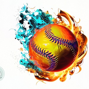 Softball on Fire Png Softball Png Softballl Fireball Softball - Etsy