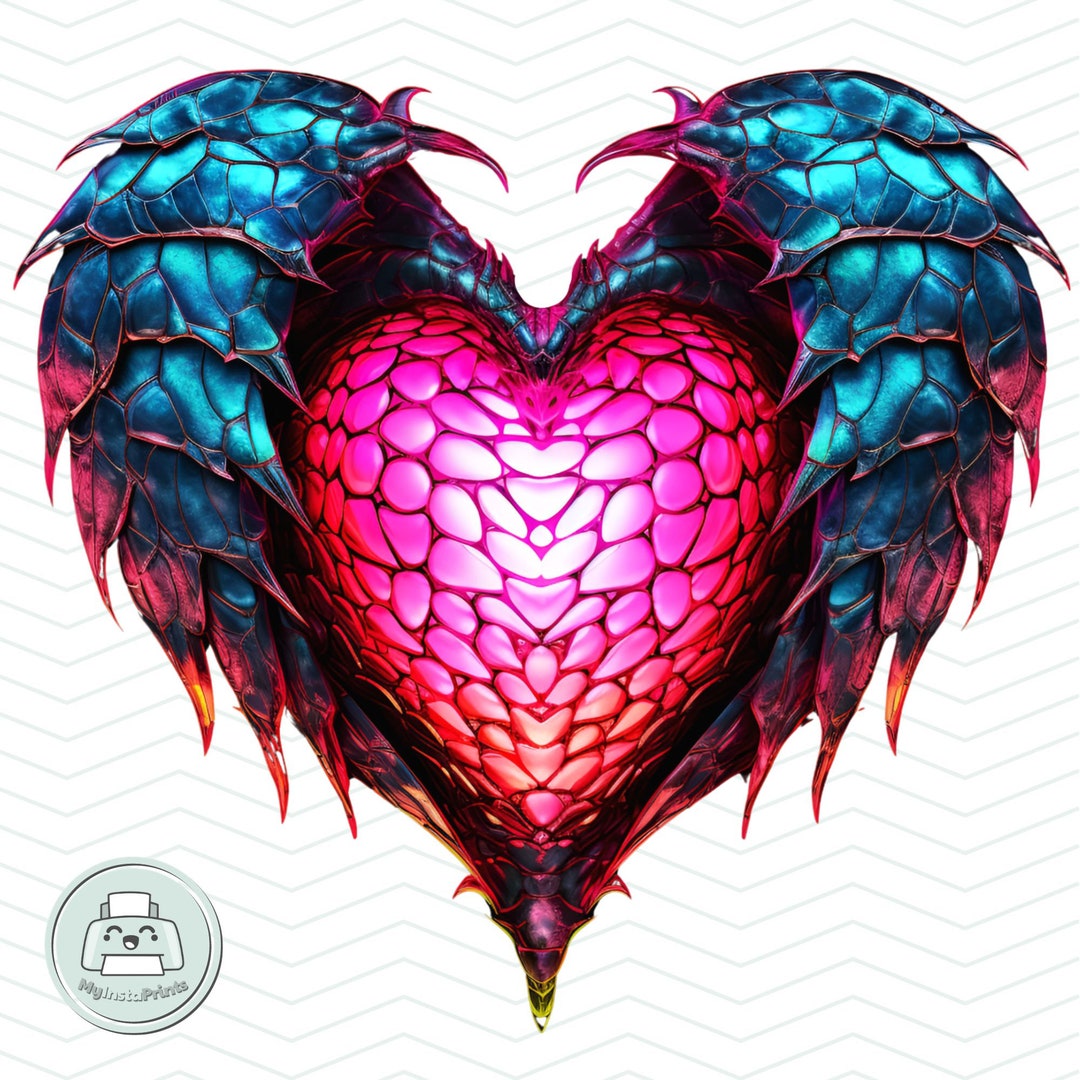 Neon Dragon Heart Png 3D Gothic Heart Sublimation Witchy - Etsy