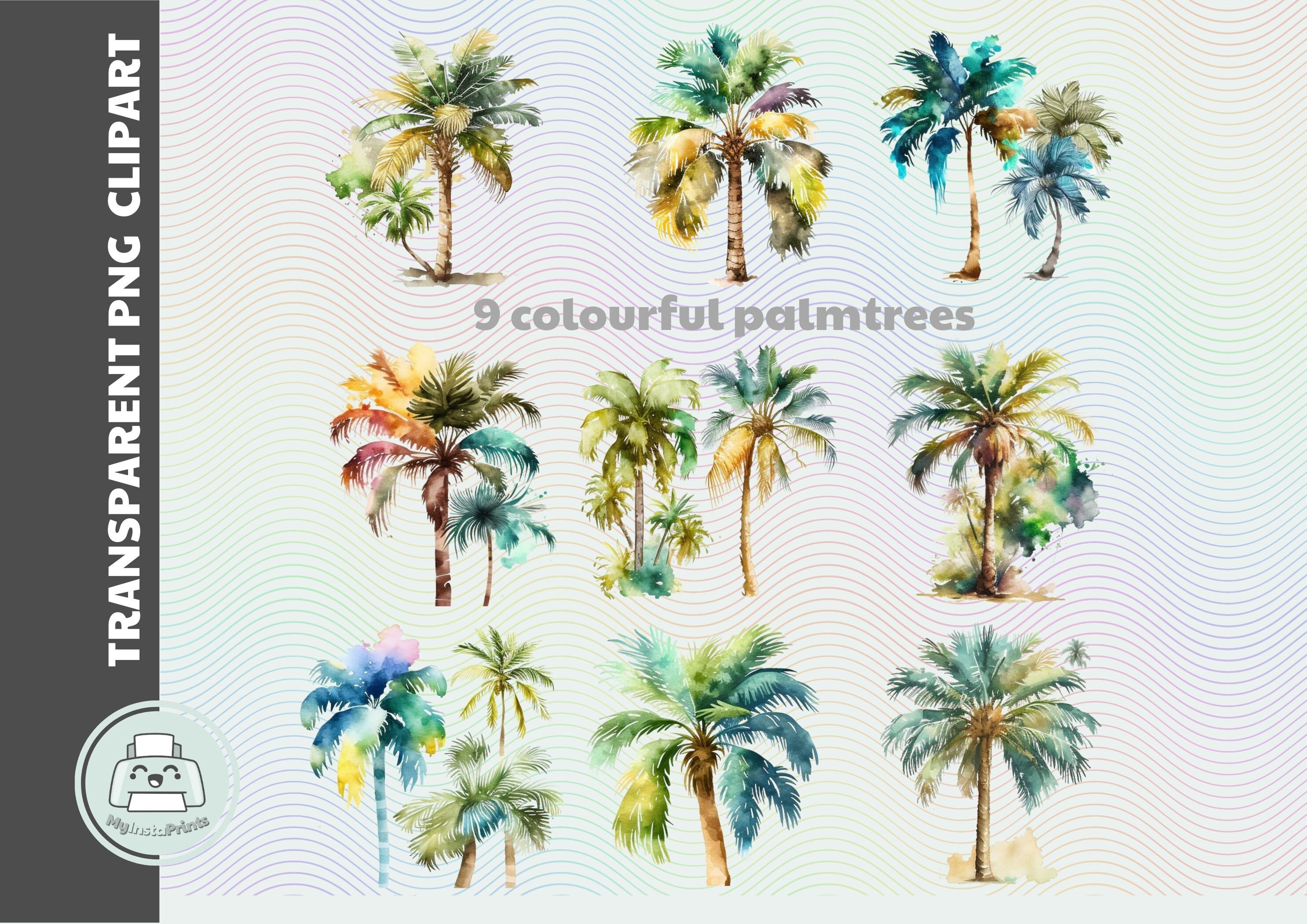 Palm Trees Clipart Hand Painted Watercolor Transparent - Etsy Australia