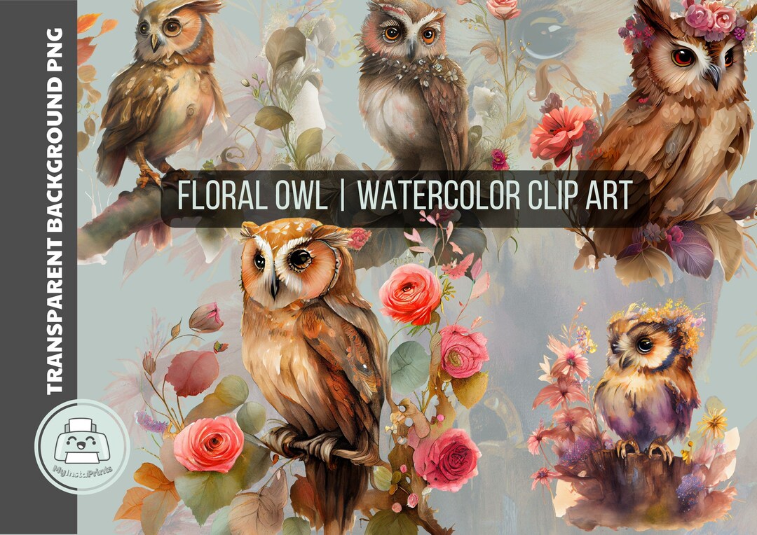 Owl Clip Art Floral Owl Png Owl Transparent Png Owl With - Etsy