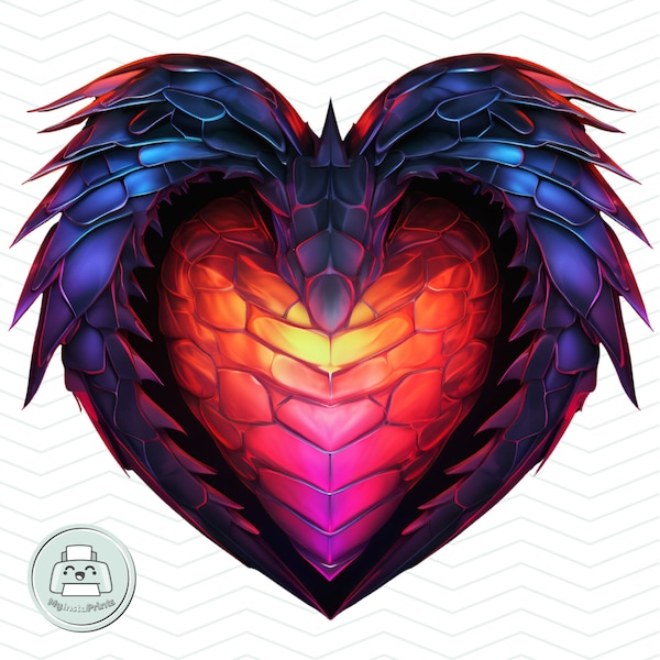 Heart Dragon 3d Print - Etsy