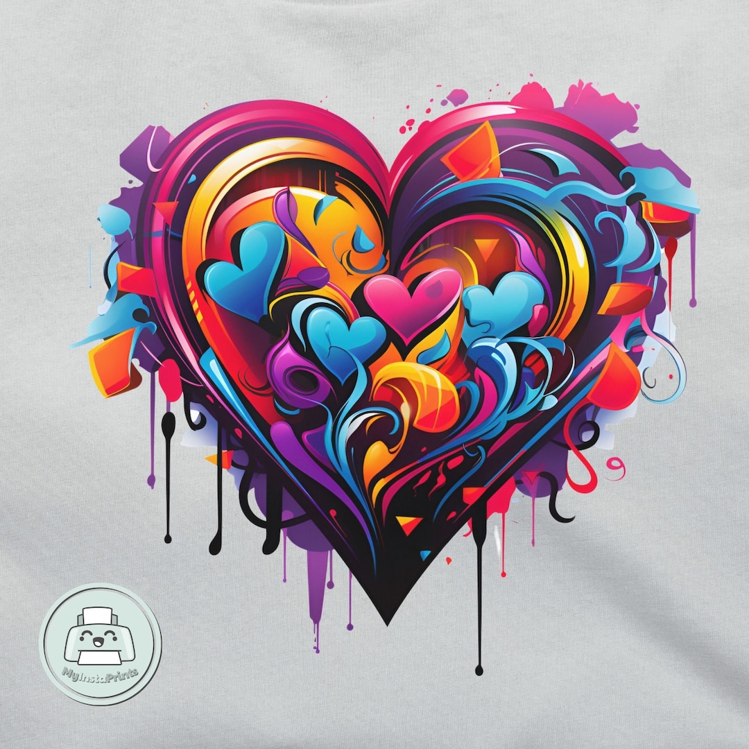 Colorful Graffiti Heart Png 3D Colorful Heart Sublimation Colorful ...