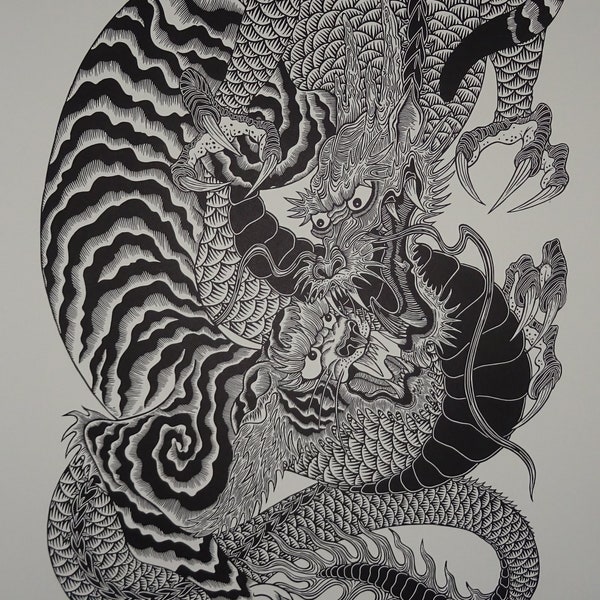 Dragon Lino Print - Etsy Ireland