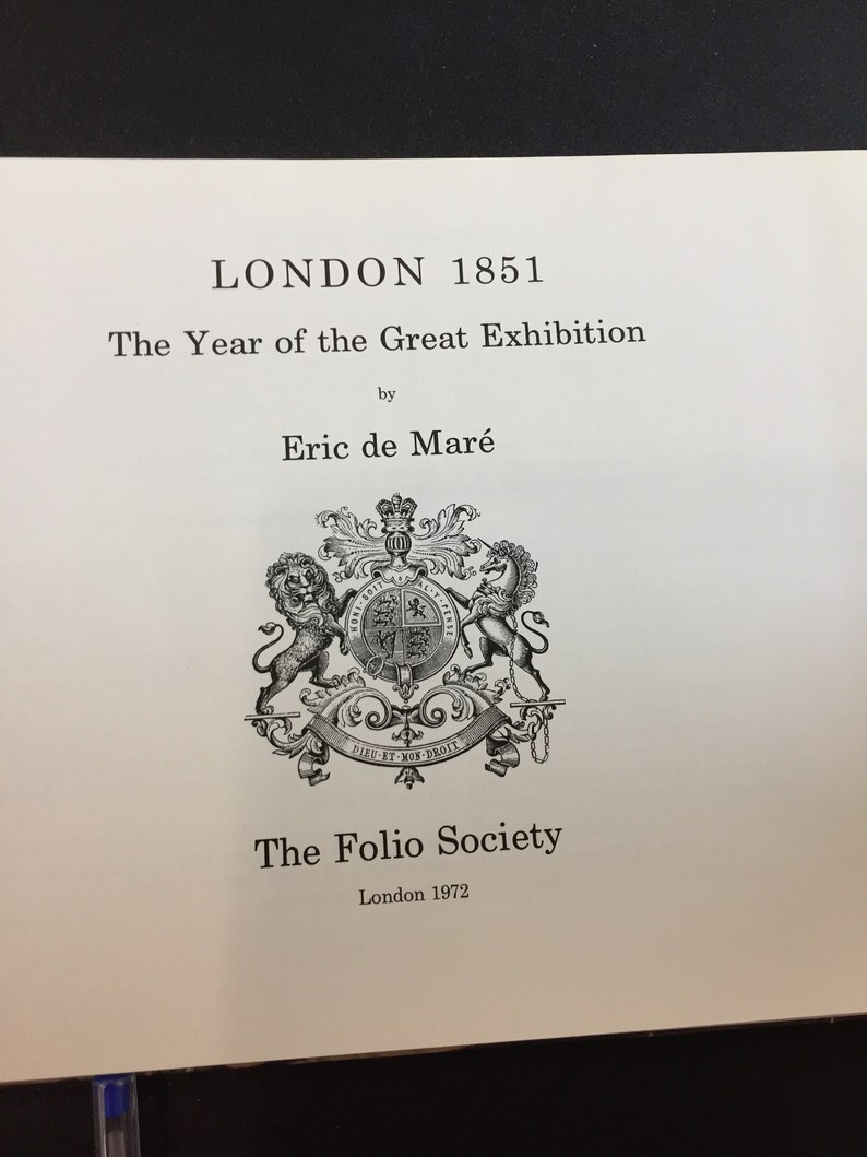 Vintage Book London 1851 by Eric De Mare the Folio Society - Etsy