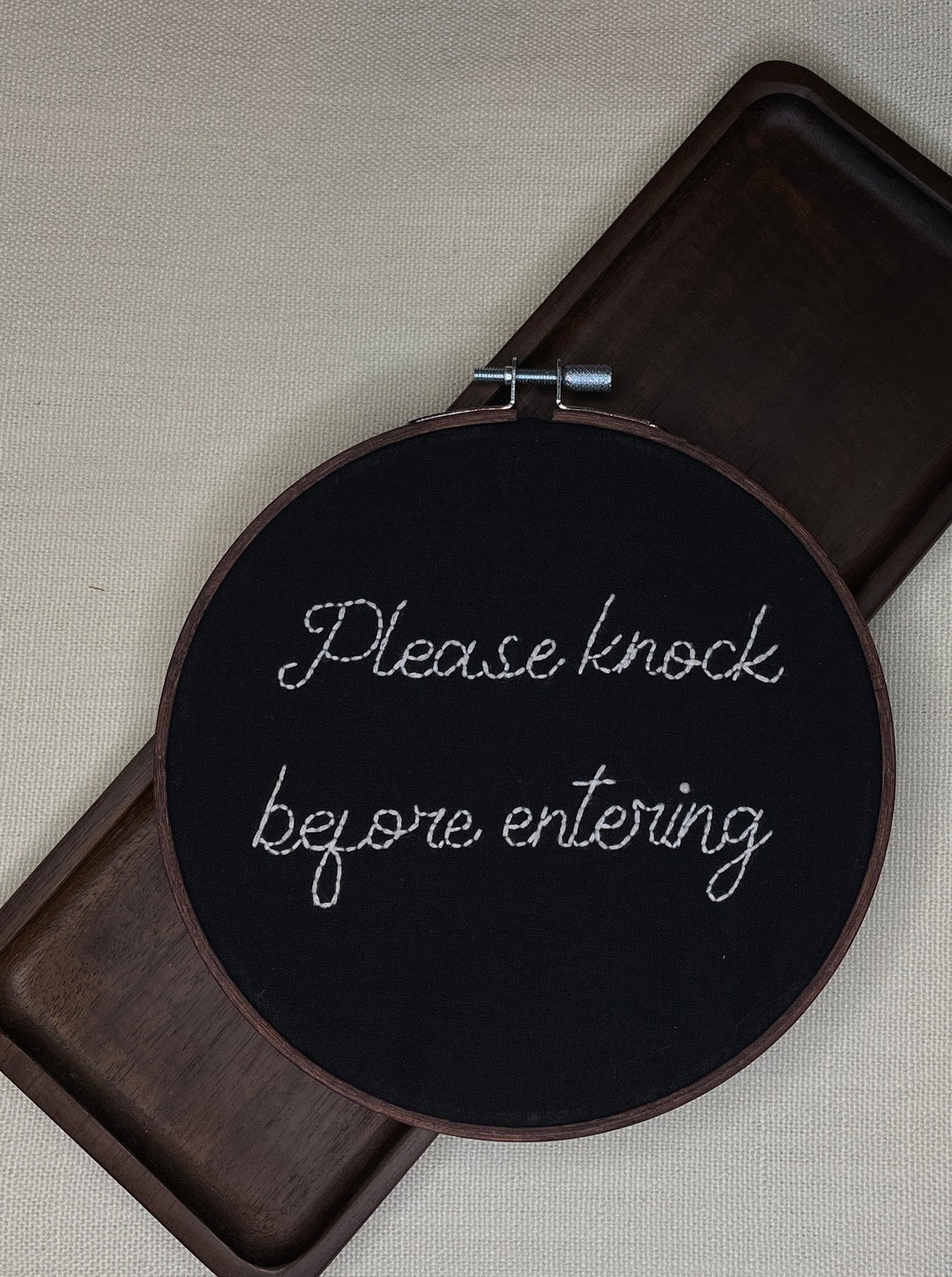 Knock First! Please Knock Before Entering | 6 Inch Finished Embroidery ...