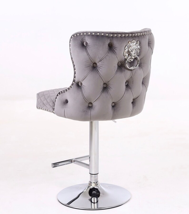 Royal Grey/mustard/mink/blue & Pink Lion Knocker Bar Stool With Chrome ...