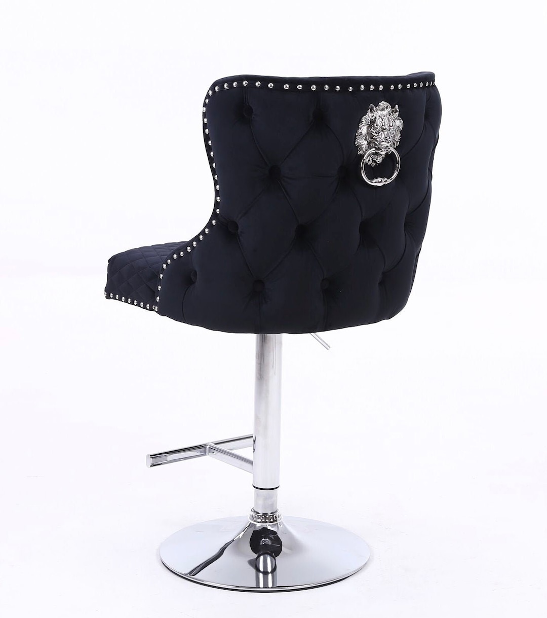 Royal Black Lion Knocker Bar Stool With Chrome Leg - Etsy