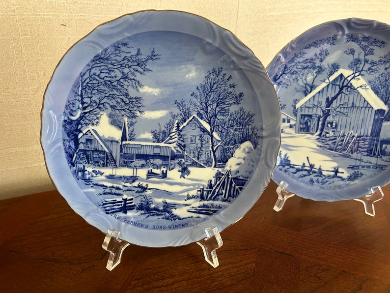 Currier and Ives Set of 2 Winter Plates, Farmer's Home Winter ...