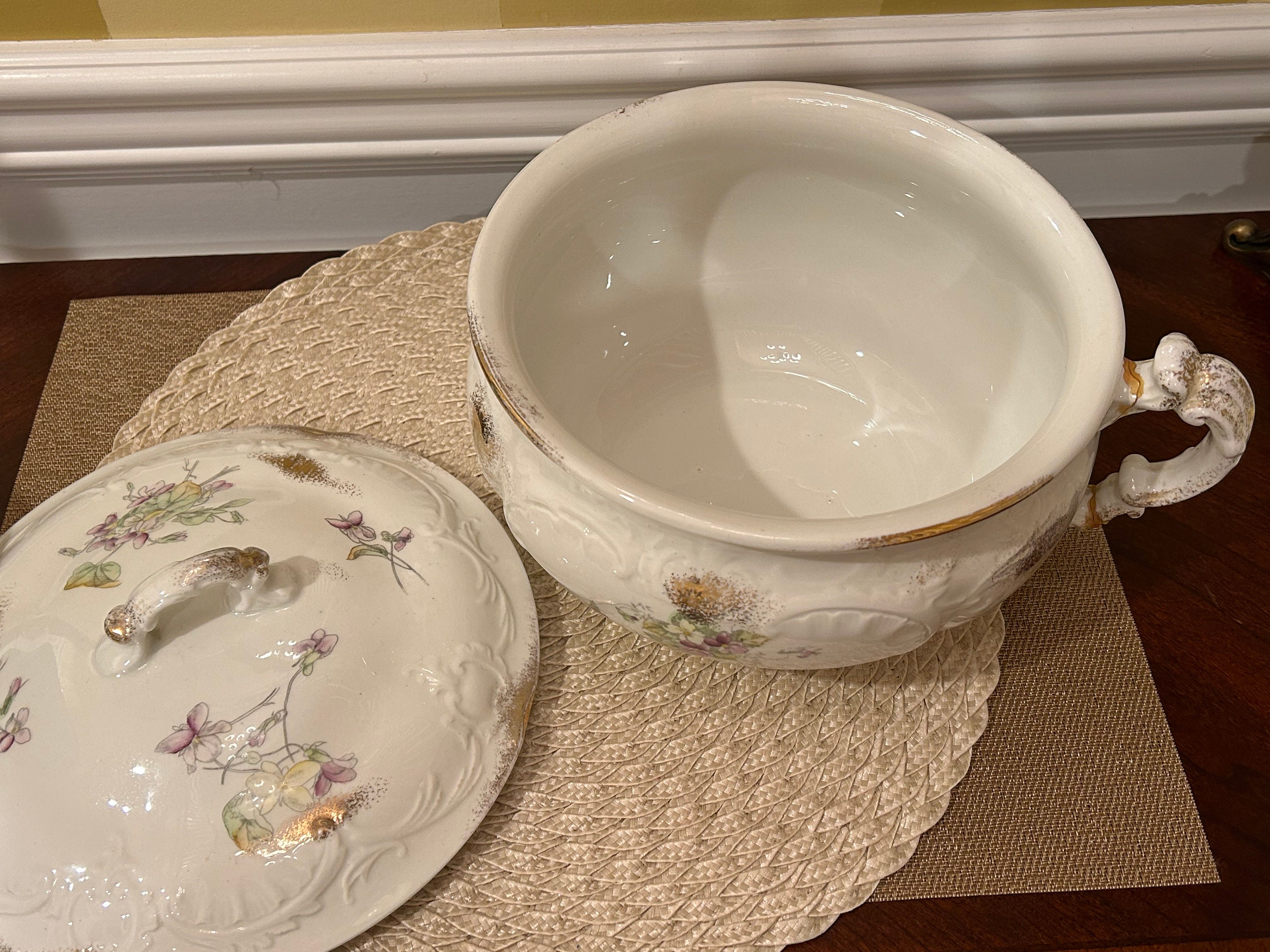 Antique English Chamber Pot W/ Lid Purple and Yellow Violets - Etsy