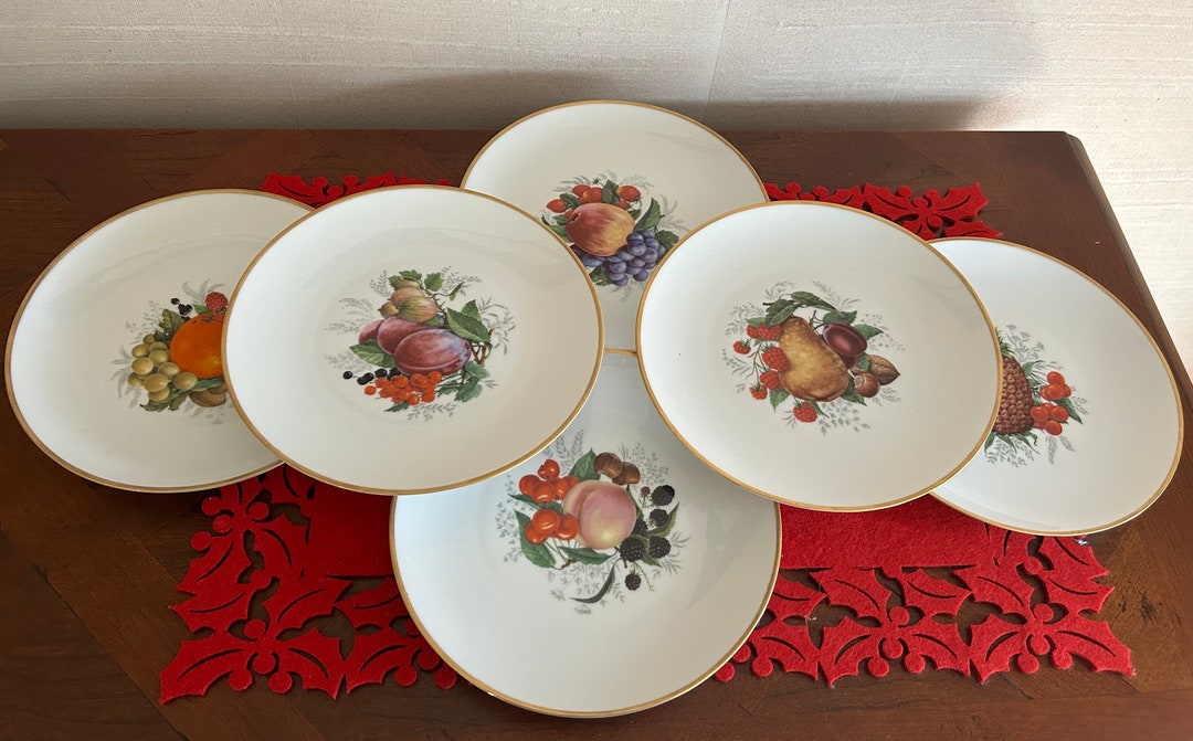 Winterling Kirchenlamitz Bavaria Salad Plates, Fruit Design, Gilded Rim ...