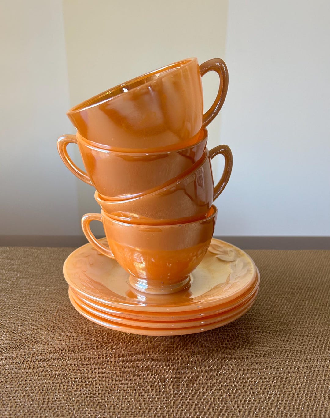 Lusterware Vintage Fire King Laurel Leaf Oven Ware Peach Luster 4 ...