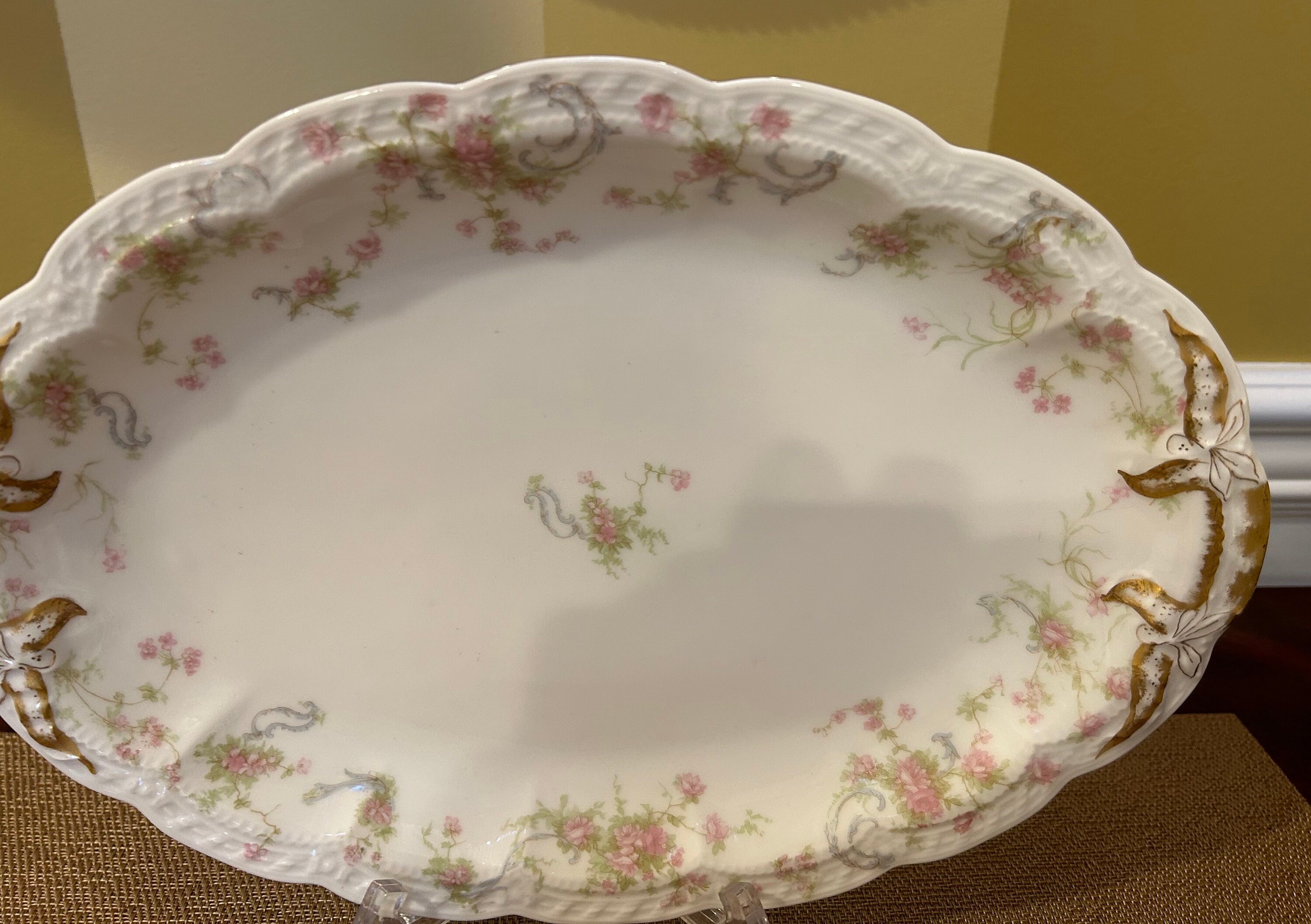 Haviland & Co. Limoges the Princess 12 Inch Platter, Pink Flowers Blue ...