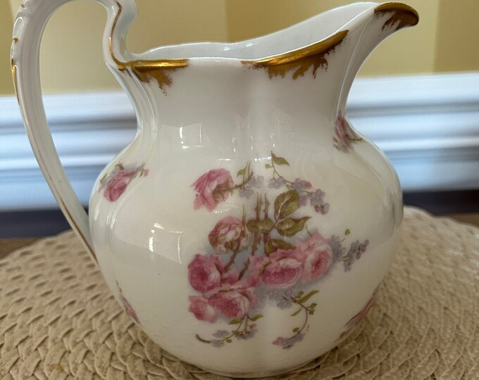 Antique Pitcher, T&V Limoges, France, Tressemanes and Vogt, Pink Roses ...