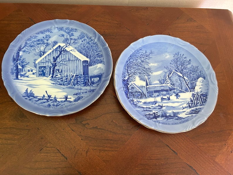 Currier and Ives Set of 2 Winter Plates, Farmer's Home Winter ...
