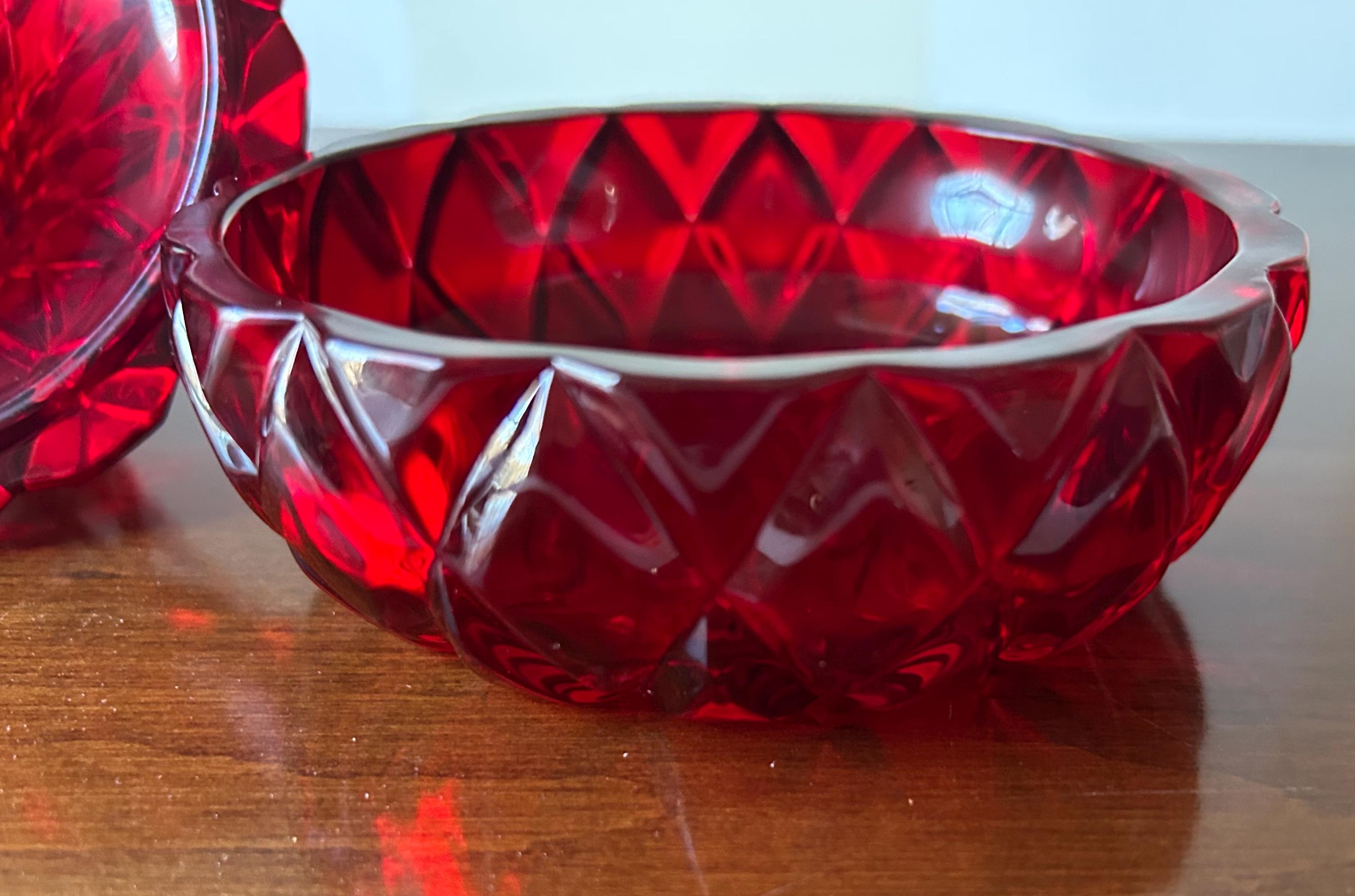 Ruby Red Hershey Kiss Candy Dish, Red Crystal, Trinket Dish, Red Lidded ...