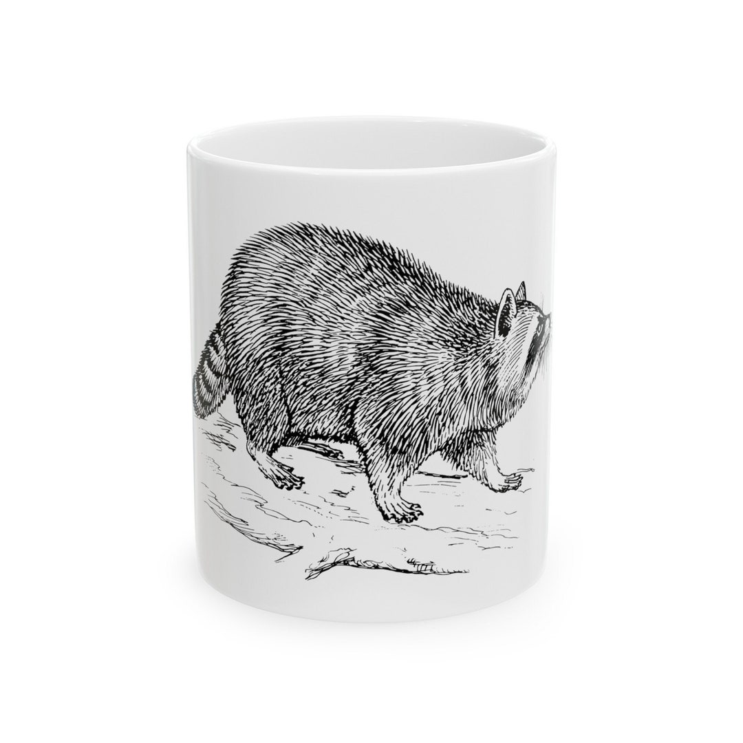 Racoon Coffee Mug, Novelty Mug, Racoon Gift, White Ceramic Mug ...