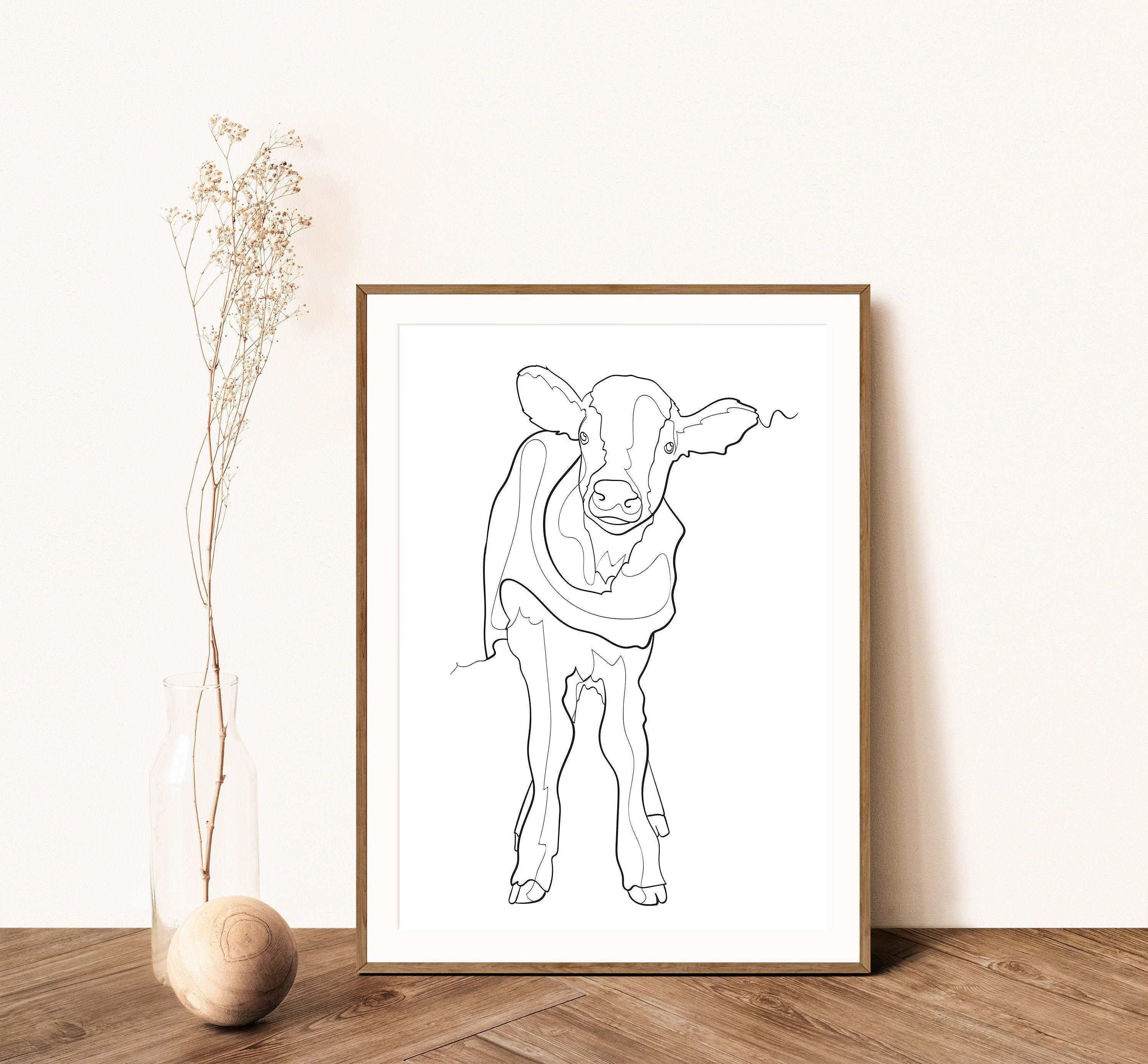Baby Kuh Line Art Illustration Kalb Zeichnung Linie | Etsy