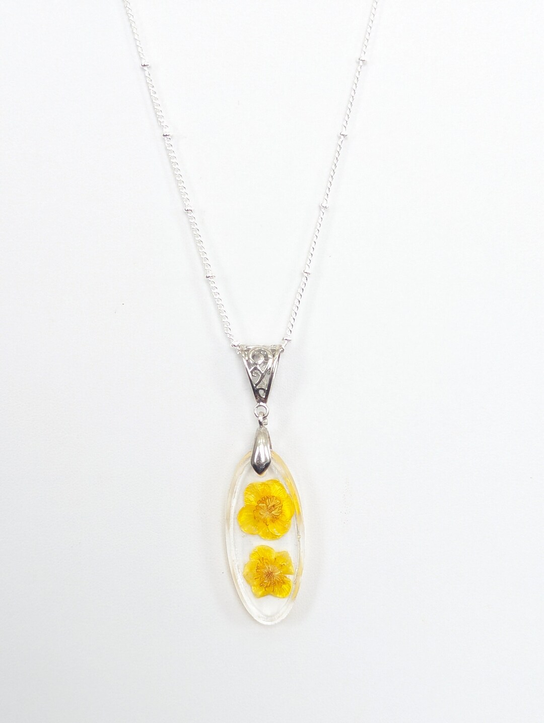 Real Buttercup Dried Wild Flower / Resin Necklace Jewelry / UV Resin ...