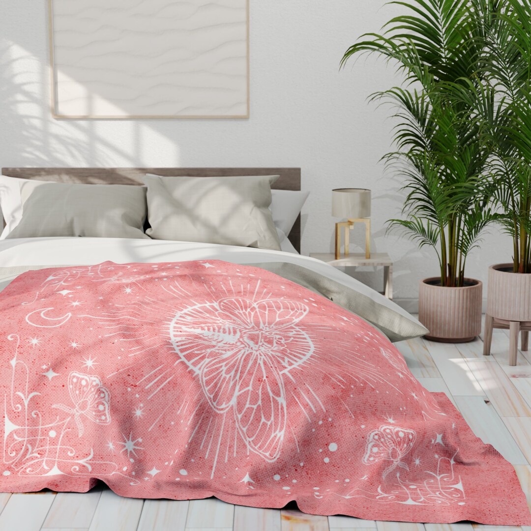 Celestial Luna Moth Pink Witch Blanket Pixie Goth Wiccan - Etsy